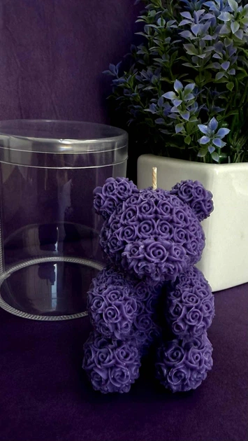 Ароматна декоративна свічка Moon Light у вигляді ведмедика з квітковим рельєфом свічка ручної