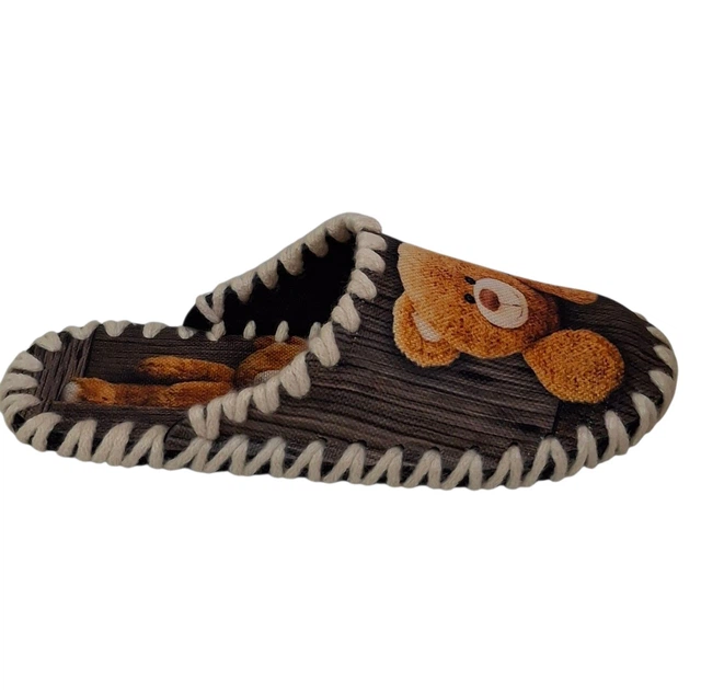 Домашние тапки женские фетровые паркетка комнатные тапочки ручной работы МИШКА коричневый 36-37р ...