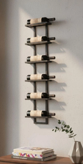 Винна металева настінна полиця для зберігання вина на 6 пляшок Винний стелаж Dynamic