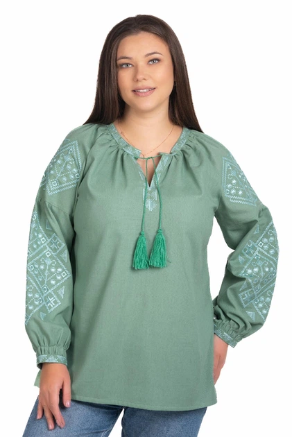Блуза з вишивкою Golfstream Богдана XL Ментол (012314) – Брендовий одяг | ROZETKA