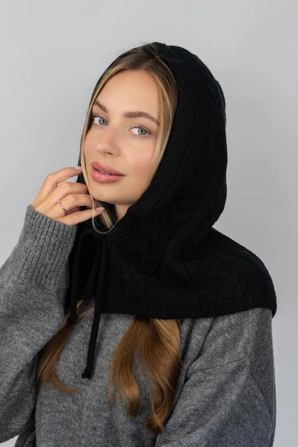 Жіночий капор-капюшон з коміром Герміна 7253 BRAXTON чорний 56-59р ...