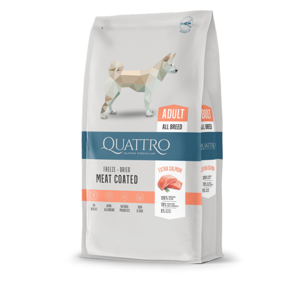 Quattro Adult All Breed корм для дорослих собак всіх порід з лососем 12 кг – купити онлайн на ...