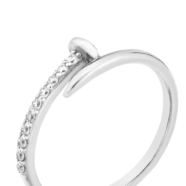 Каблучка срібна Цвях з фіанітами Silver Style 18 р. (10641.12 sku ...