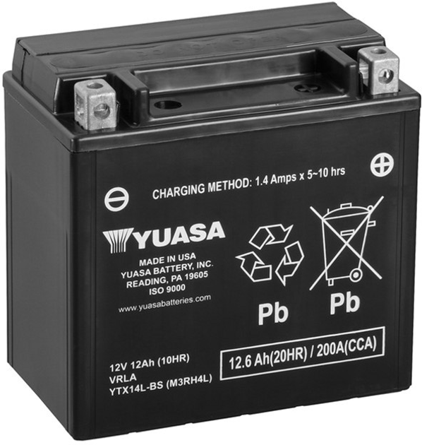 Мото аккумулятор Yuasa 12V 12.6Ah MF VRLA Battery AGM YTX14L-BS ...