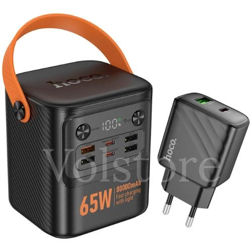Комплект Павербанк Hoco J152 Pro 80000mAh 65W та Мережевий Адаптер Hoco ...