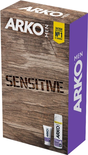 Подарочный набор ARKO Men Пена для бритья Sensitive 200 мл + Крем после бритья Sensitive 50 мл ...