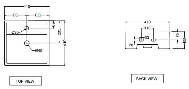 Умывальник на столешницу JAQUAR Continental CNS-WHT-905 41х41 белый ...