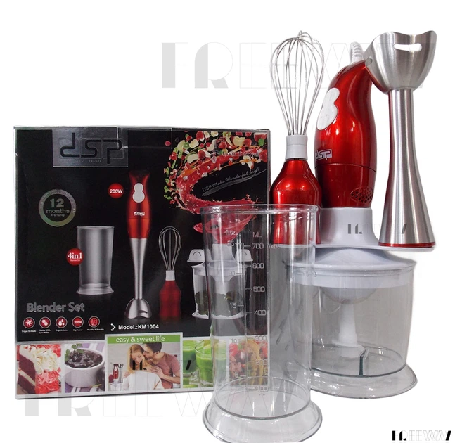 Блендер погружной домашний кухонный ручной со стаканом 4в1 DSP KM1004 200W Красный – фото ...