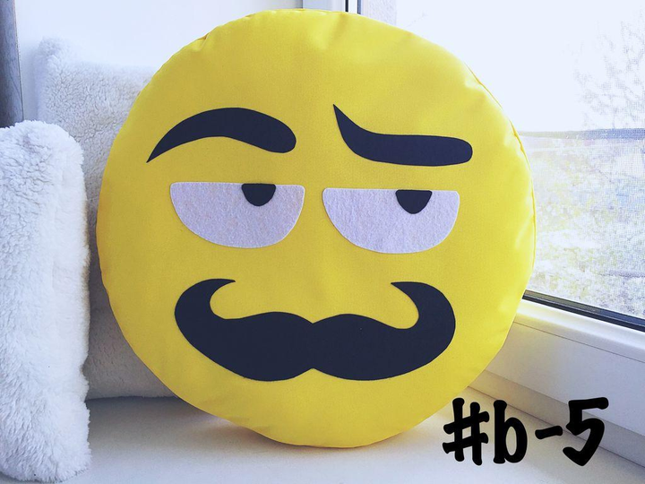 Большая подушка-смайлик Emoji Nation #b-5 Усатый нянь Smile 40 см ...