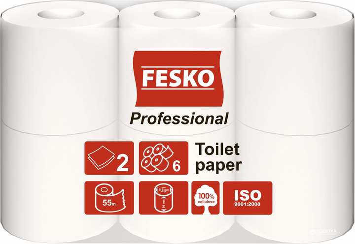 Упаковка туалетной бумаги Fesko Professional 7 шт по 6 рулонов 55 м 2 ...