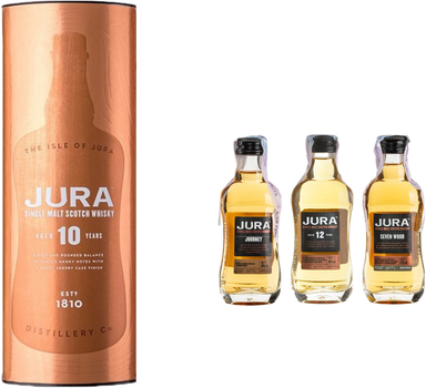 Набор виски Jura 10 yo 0.7 л 40% + Jura Journey 0.05 л 40% + Jura 12 уо ...