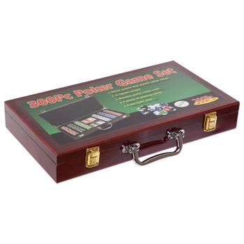 Покерний набір на 300 фішок з номіналом у дерев'яному кейсі IG-6643 ...