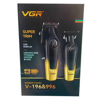 Комплект для стрижки VGR 2 в 1 V-196 & 996 GOLD, акумуляторна машинка для стрижки та тример ...