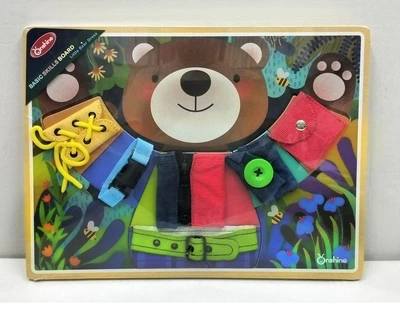 Розвивальна дошка 30х40 Дерев'яний бізіборд Ведмедик: шнурівка ...