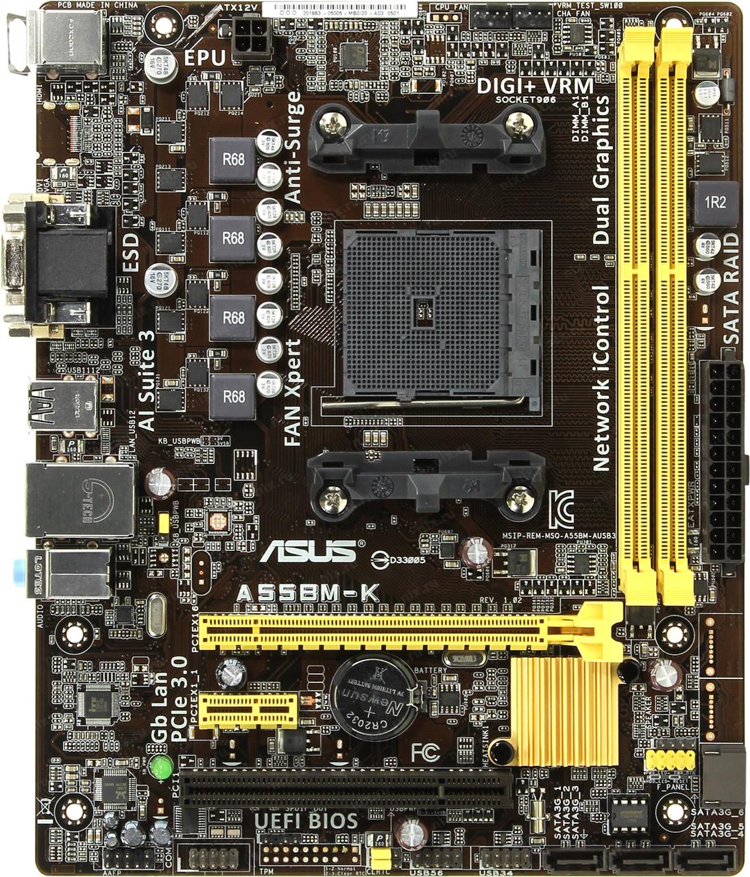 Материнская плата Asus A55BM-K Socket FM2+/FM2 (sFM2+, DDR3, AMD A55 ...