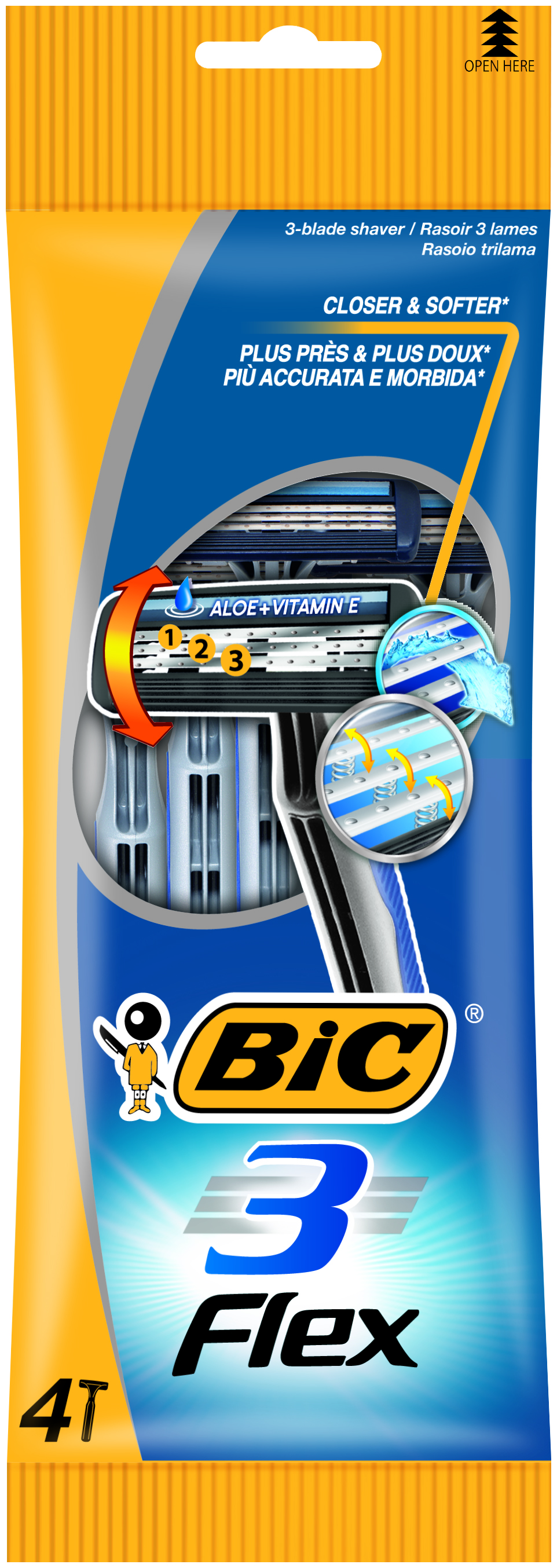 Набор бритв без сменных картриджей BIC Flex 3 4 шт (3086123242524) – в ...