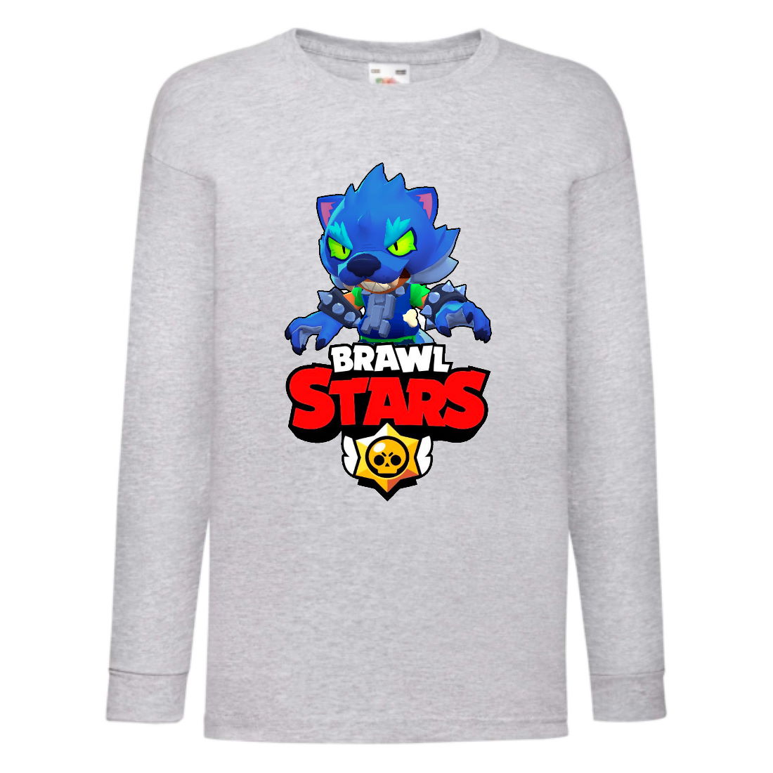 Лонгслив реглан Бравл Старс Оборотень (Brawl Stars) серая (BRST gr 3 ...