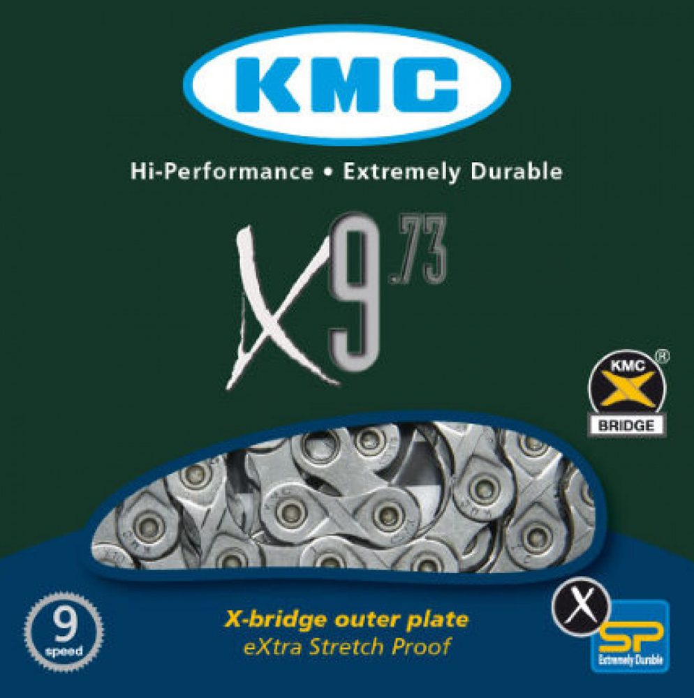 Цепь велосипедная KMC X9.73 1/2х11/128х116L 9 ск. Серебристая (00866 ...
