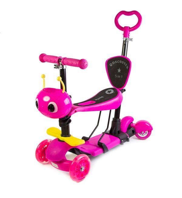 Детский самокат SCOOTER 5 в 1 ПЧЕЛКА с Родительской ручкой и сиденьем ...