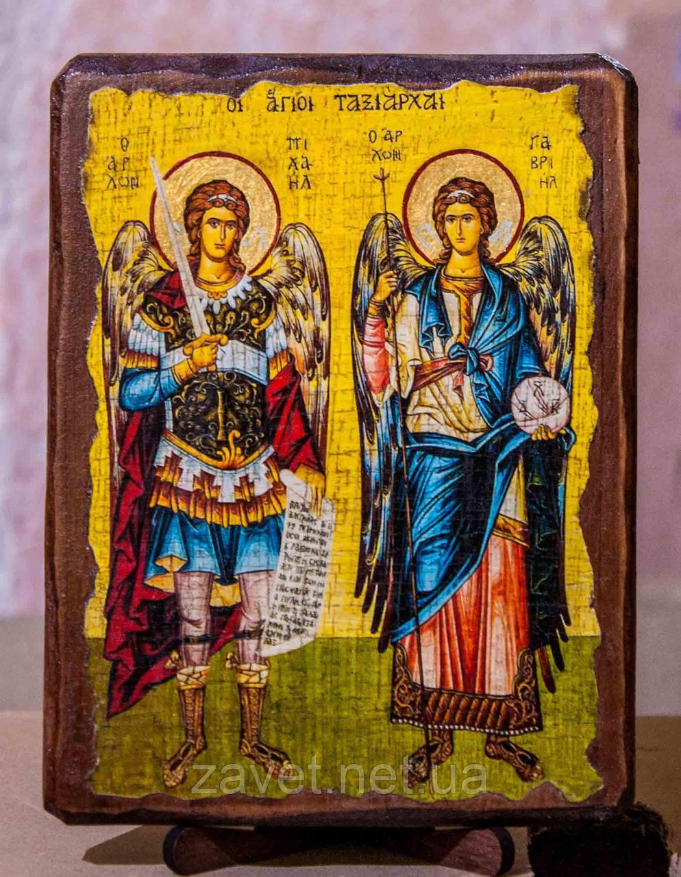 Икона Архангел Михаил и Архангел Гавриил под старину (70*100 мм ...