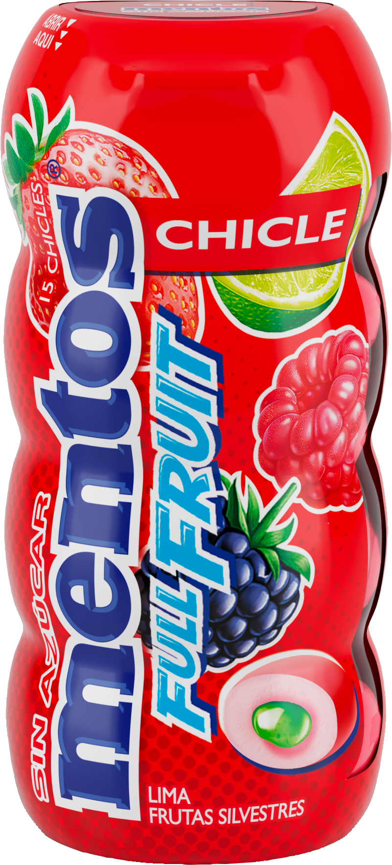 Упаковка жевательной резинки Mentos Full Fruit со вкусом ягод и лайма ...