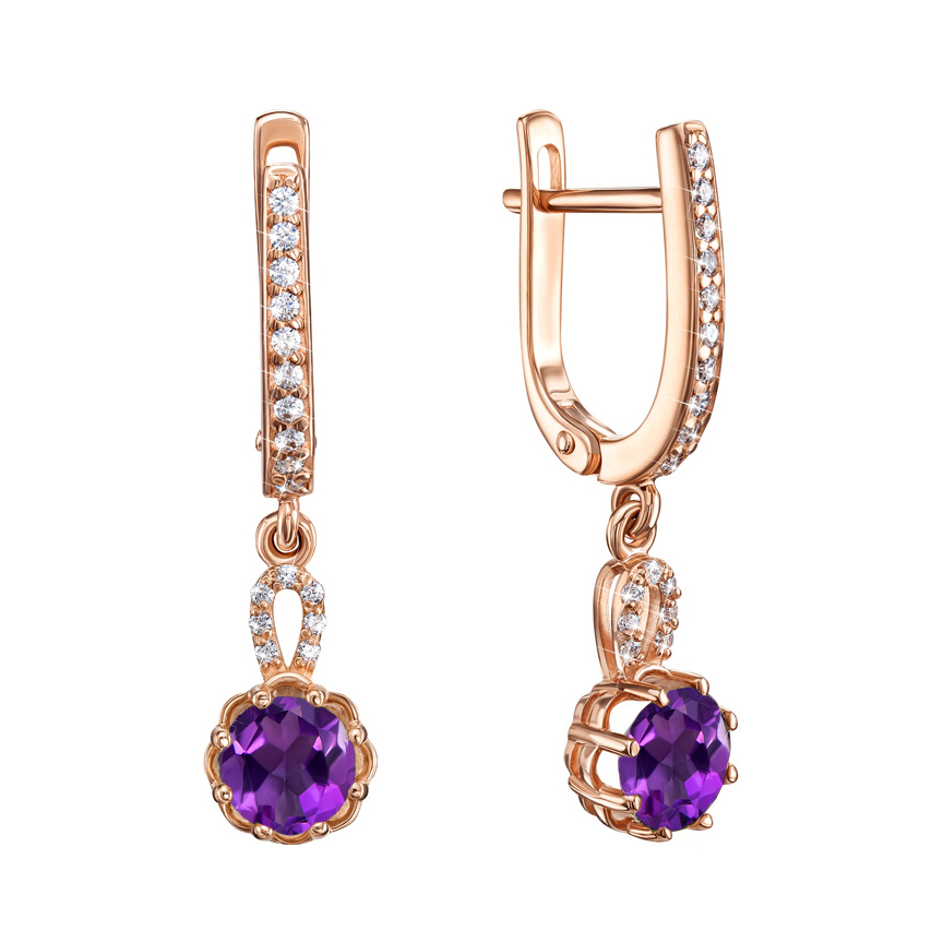ROZETKA | Золоті сережки-підвіски Емілі в червоному кольорі з аметистом ...