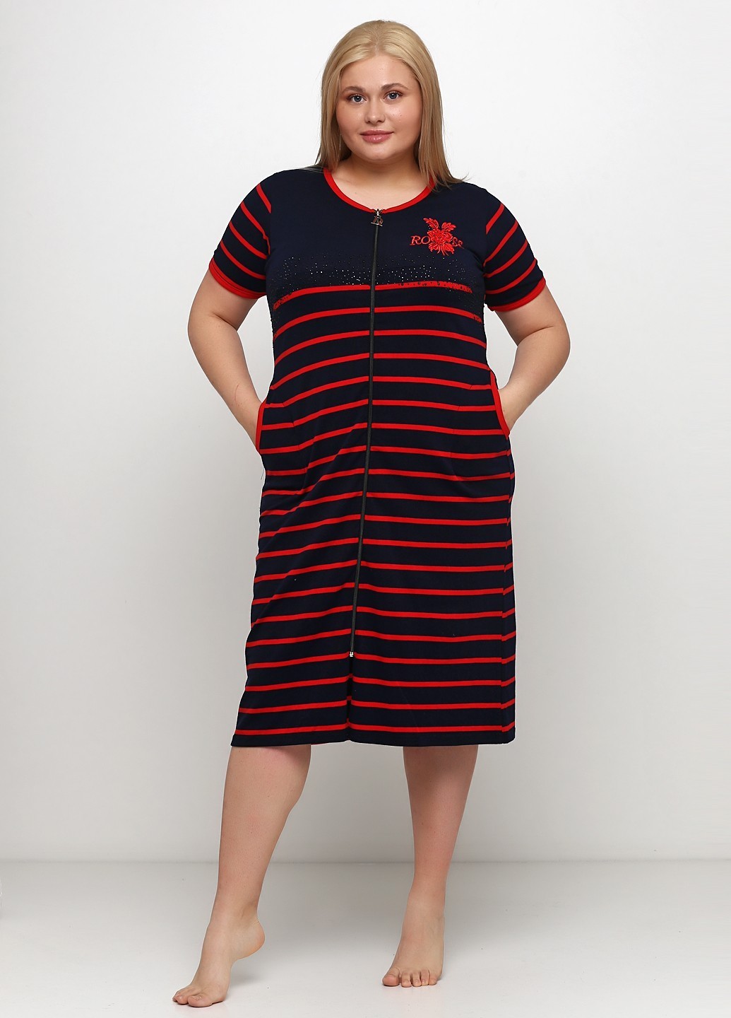 Халат Dinar Rose 5XL Темно-синий с красным (D112) – низкие цены, кредит, оплата частями в ...