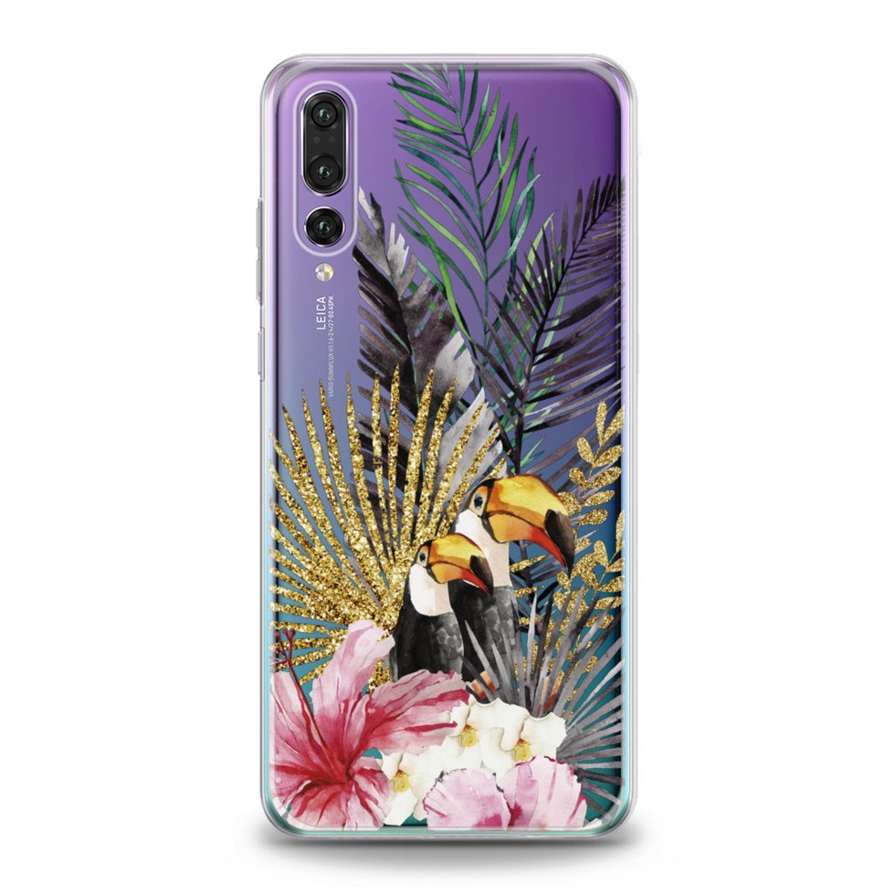 Чехол силиконовый для Huawei (Тропические птицы) P20 Lite хуавей лайт ...