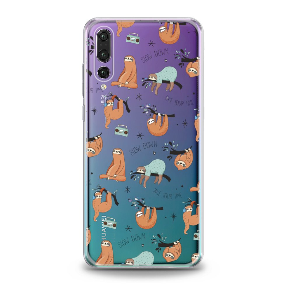 Чехол силиконовый для Huawei (Веселый ленивец) Mate 20 Pro хуавей мейт ...