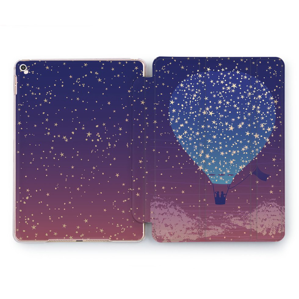 Чехол книжка, обложка для Apple iPad эпл айпад (Воздушный шар, звезды ...