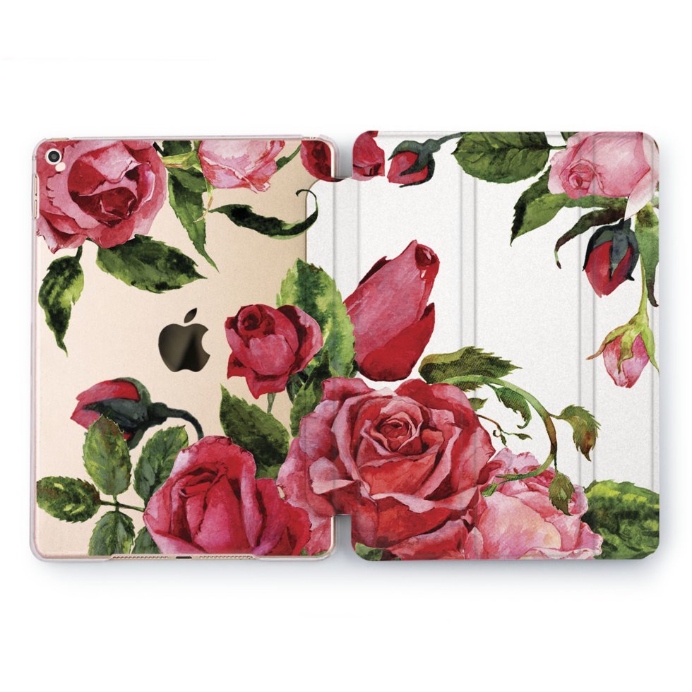Чехол книжка, обложка для Apple iPad эпл айпад (Симпатичные розы) Air ...