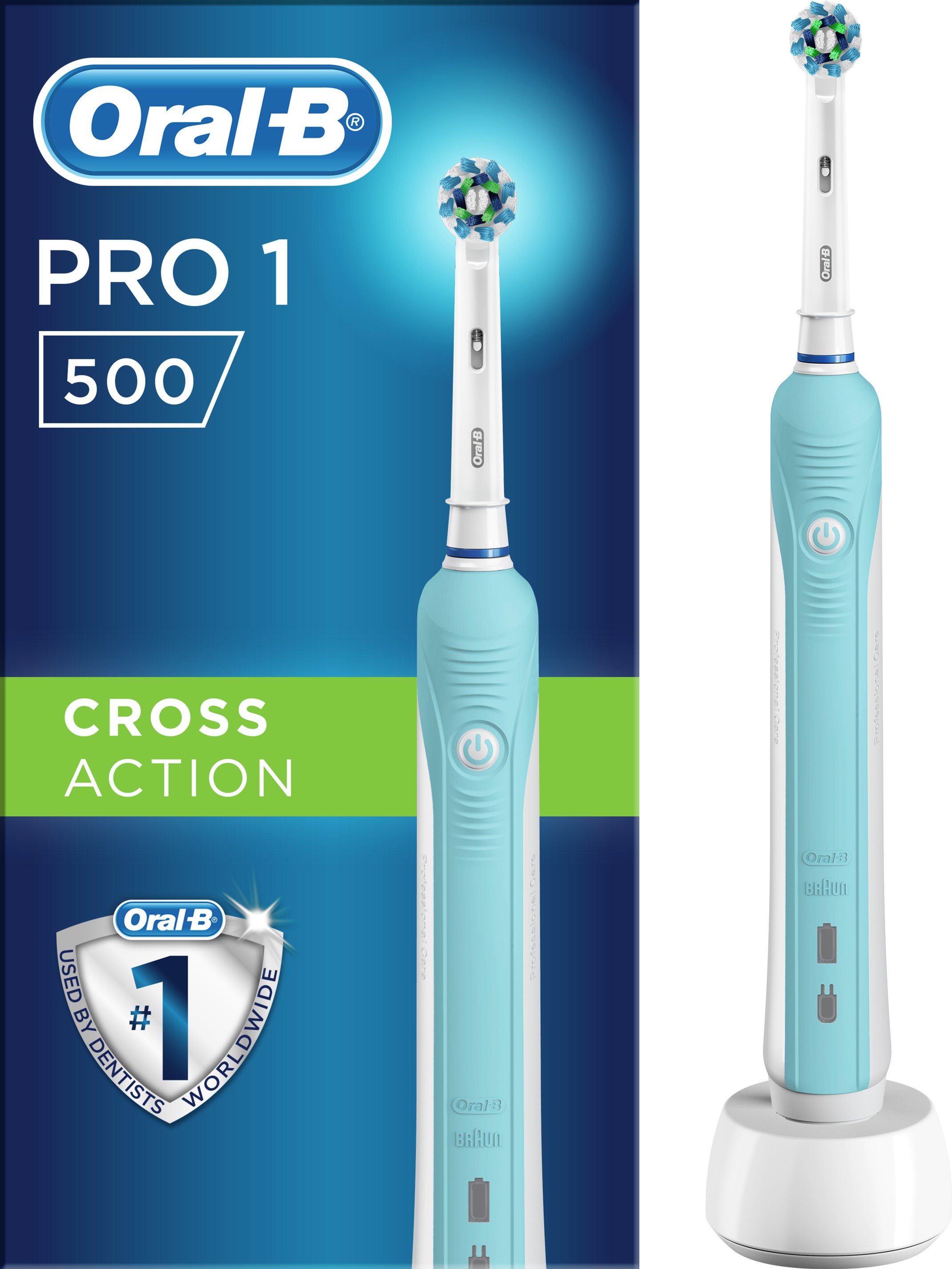 Электрическая зубная щетка Oral-B Pro 1 500 СrossAсtion Синяя ...