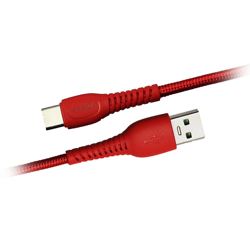Кабель USB > Type-C, Crown CMCU-009C 1m, Red, ткань – фото, отзывы ...