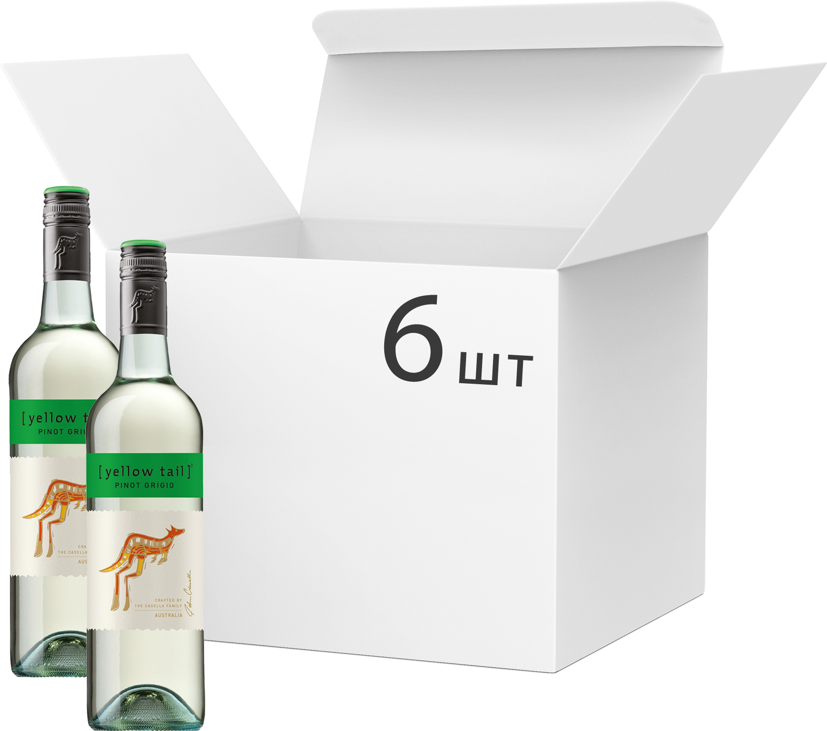 Упаковка вина Yellow Tail Pinot Grigio белое сухое 11.5% 0.75 л х 6 шт ...