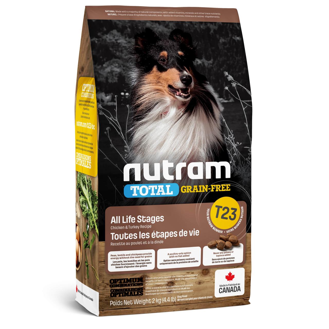 Беззлаковый сухой корм Nutram (Нутрам) T23 Chicken and Turkey Dog для ...