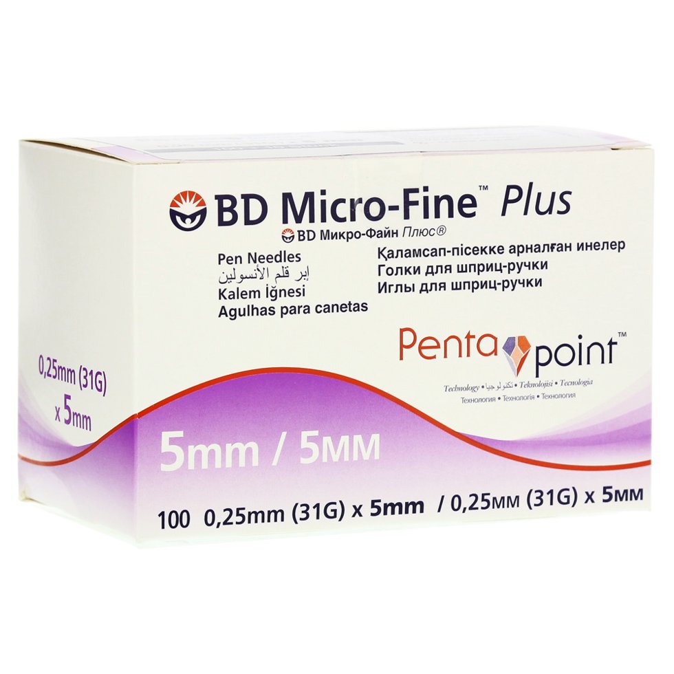 Иглы инсулиновые Микрофайн 5 мм для шприц-ручек - BD Micro-fine Plus 5 ...