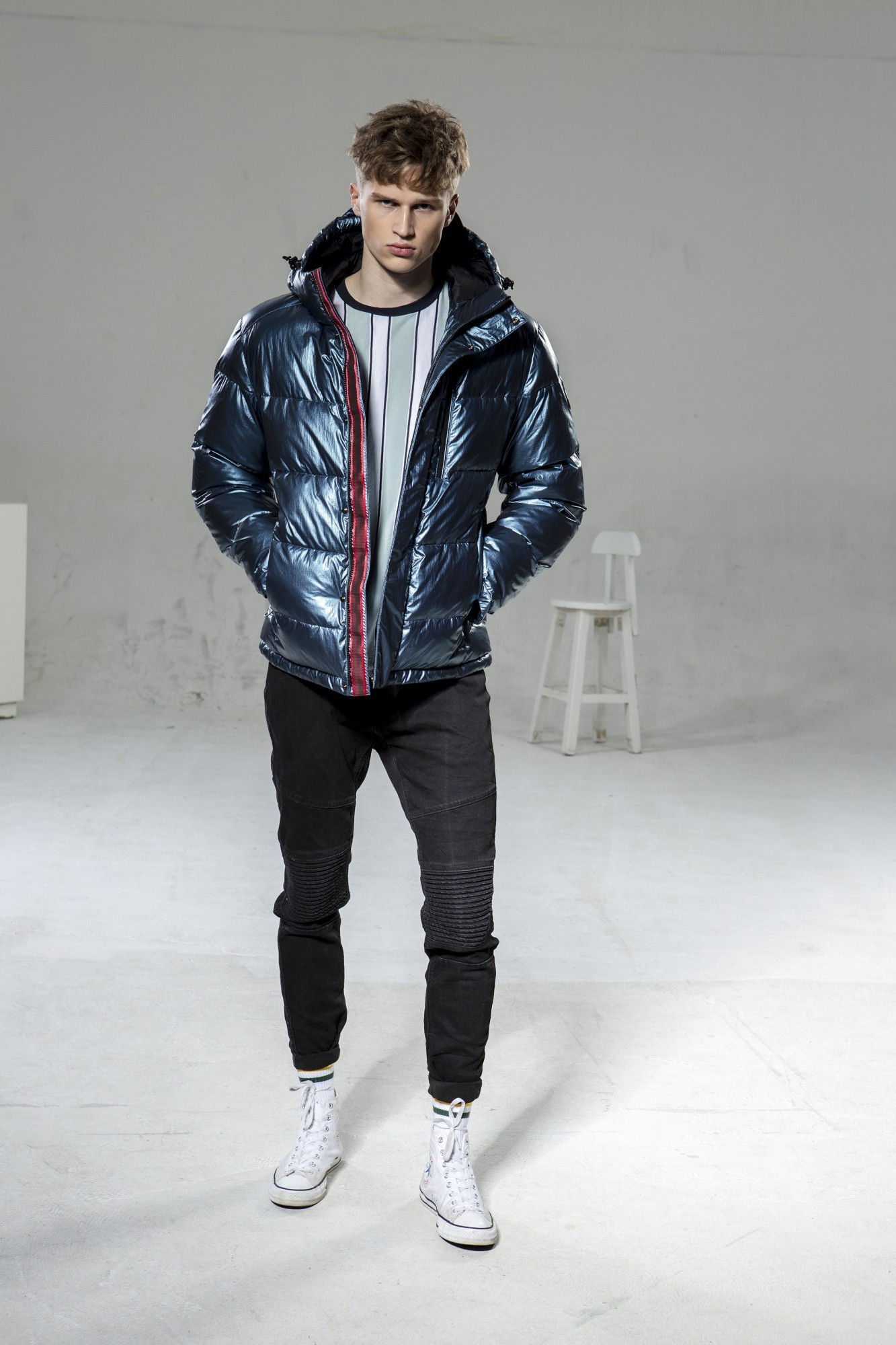 Пуховик SHARK FORCE планка з капюшоном блискучий 50 синій 19703 от ...