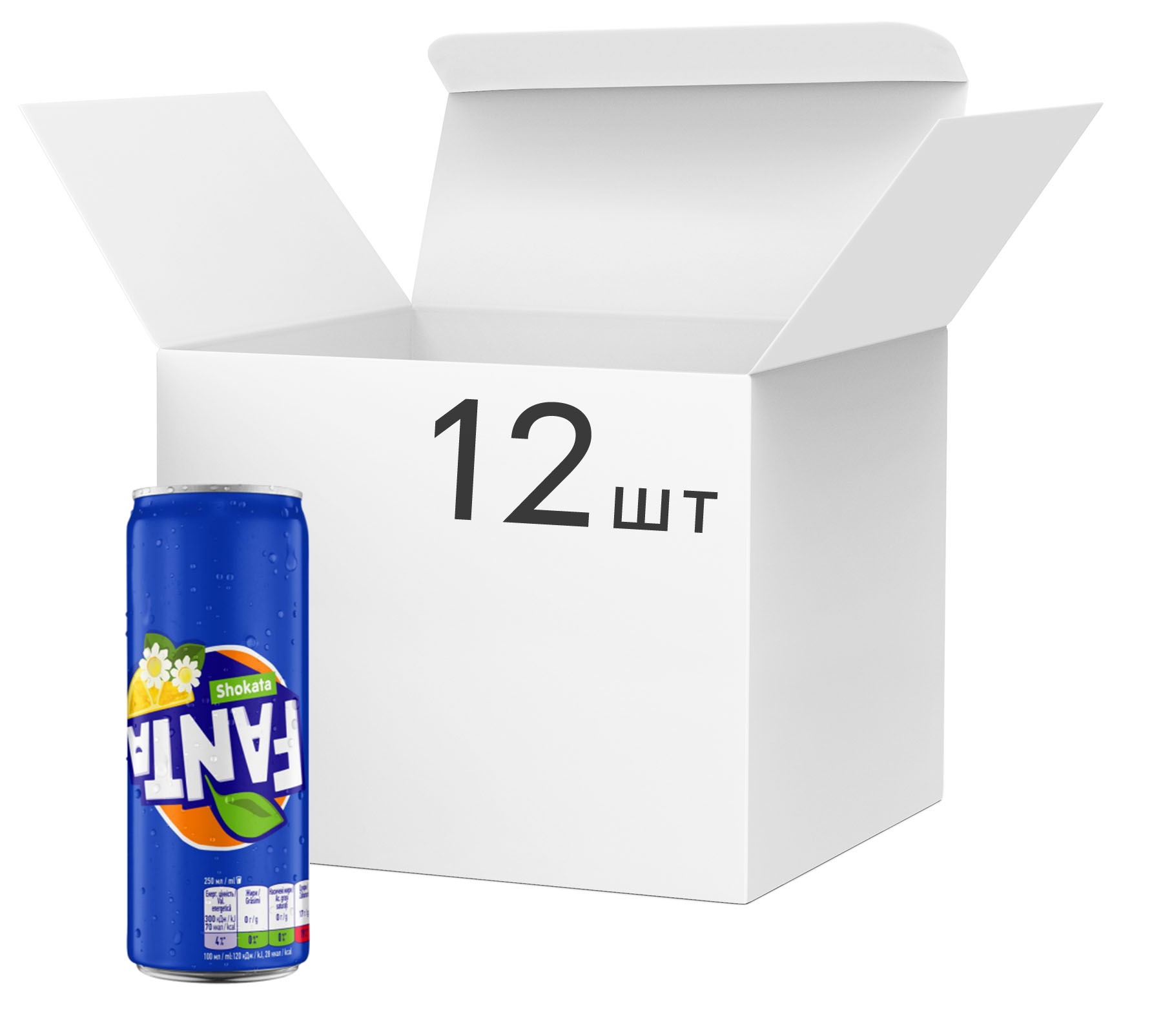 Упаковка безалкогольного напитка Fanta Шоката 250 мл х 12 банок ...