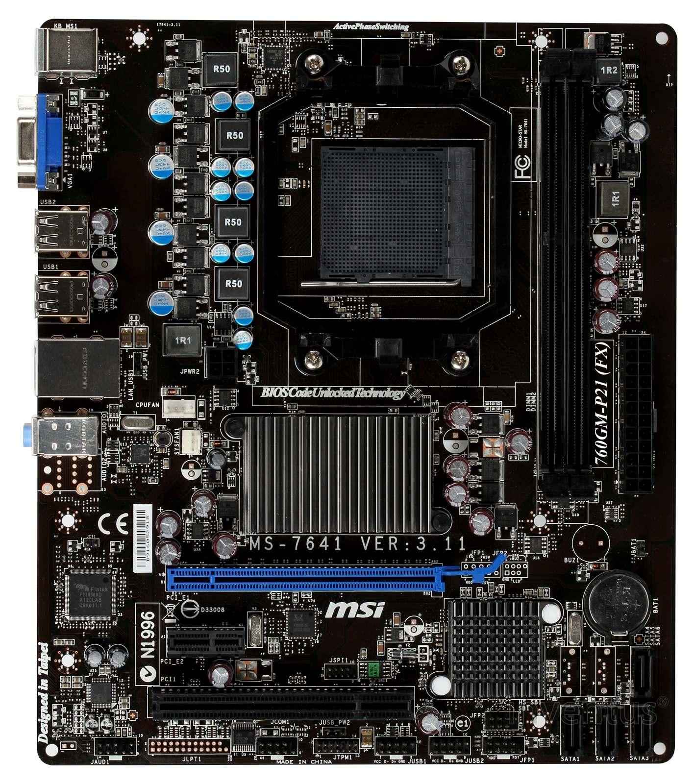 Материнська плата MSI (FX) (ms-7641 ver 3.11) 760GM-P21 (sAM3/AM3+, AMD ...