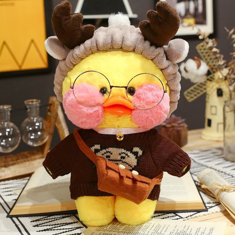 Мягкая игрушка желтая уточка LaLafanfan (утенок лалафанфан) 30 см (тип ...