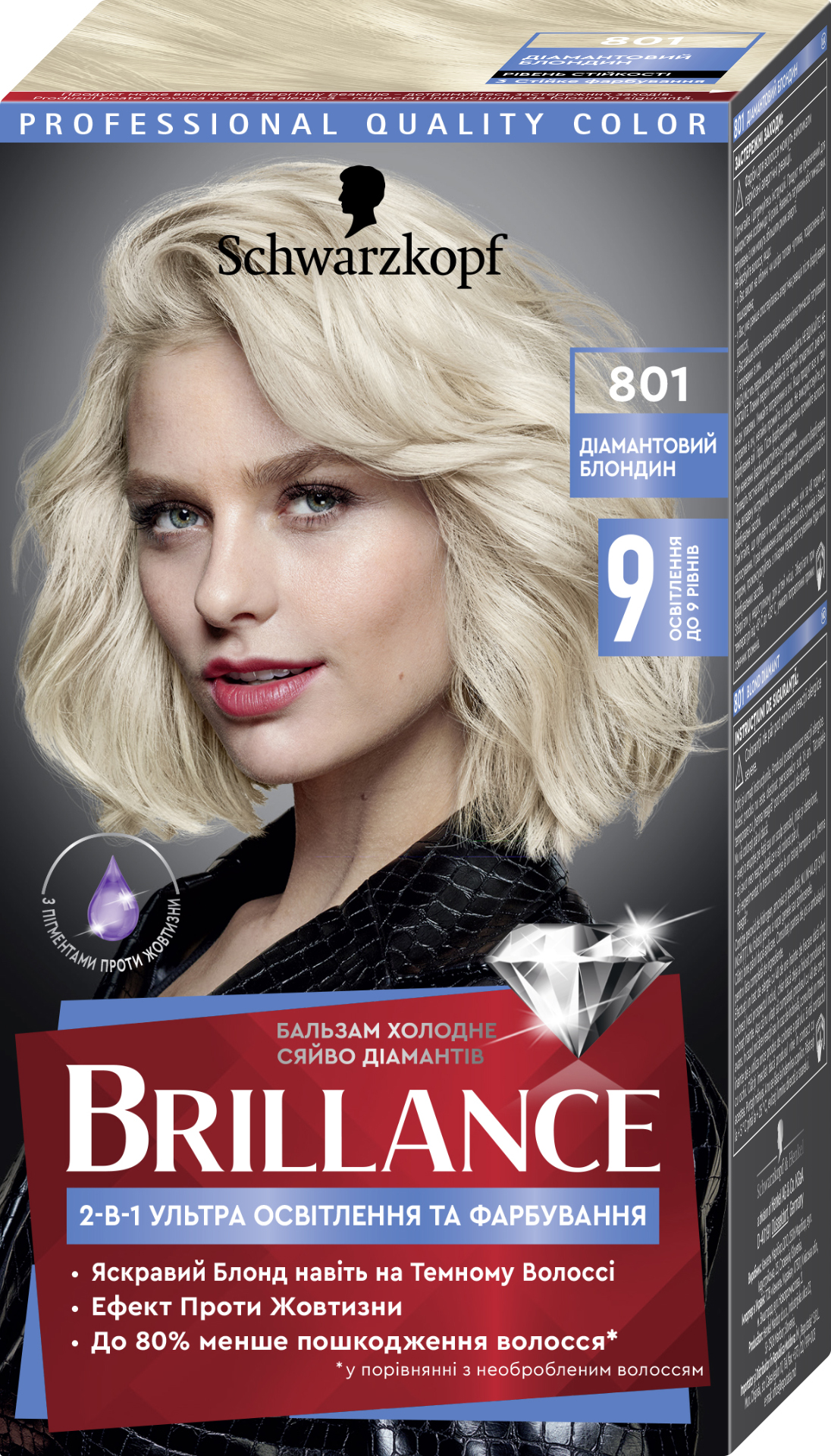 Стойкая краска для волос Brillance 801 Бриллиантовый Блондин 142.5 мл ...