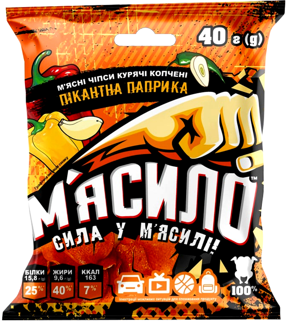 Мясные чипсы куриные копченые М’ясило Пикантная паприка 40 г ...