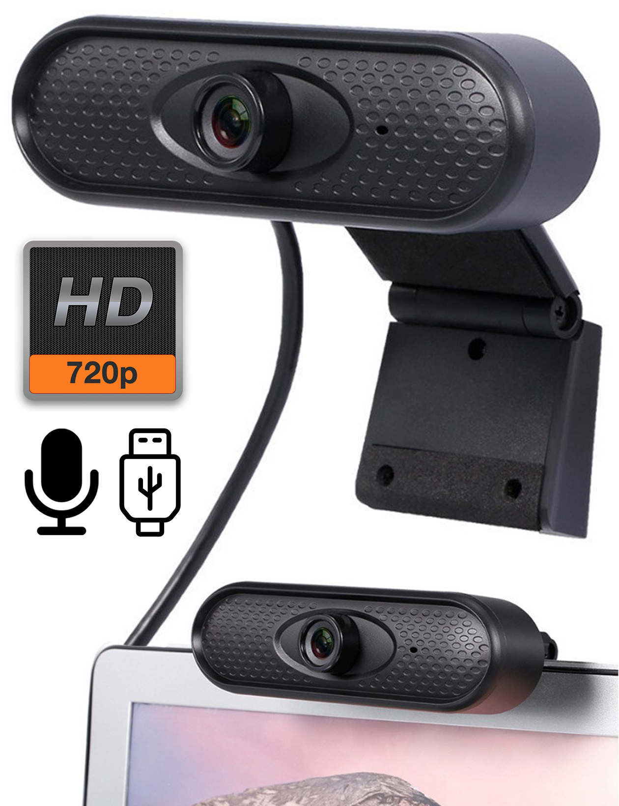 Веб камера Web-camera 720 1280х720 Чорна з вбудованим мікрофоном для ...