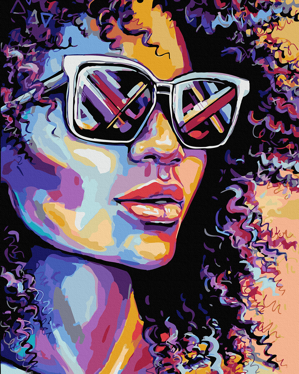 Картина по номерам "Модная девушка в очках" GX44043 40х50 | Brushme ...