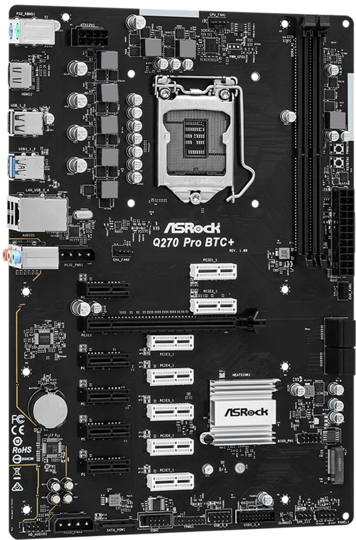 Материнская плата ASRock Q270 PRO BTC+ (s1151, Intel Q270, PCI-Ex16 ...