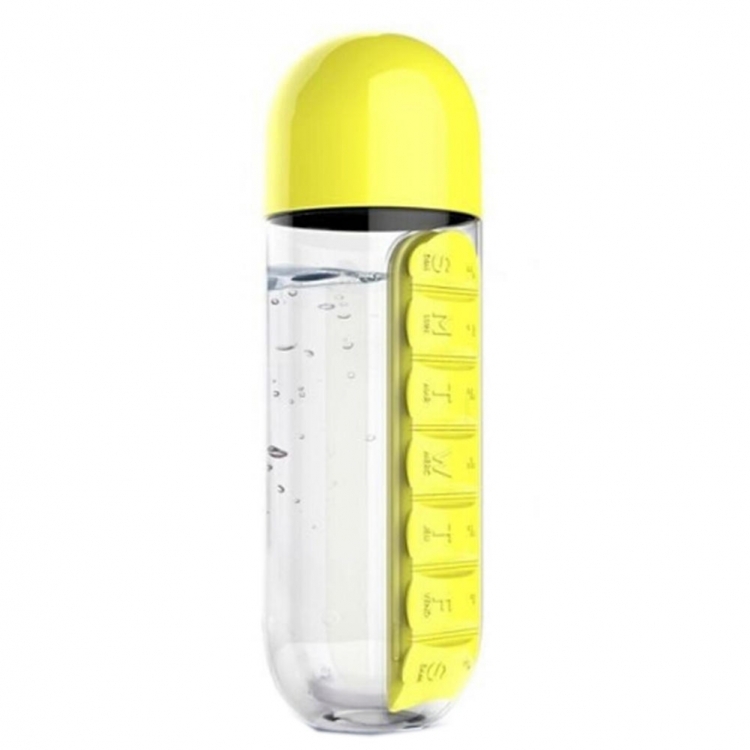 Бутылка для воды с таблетницей Memos Pill Vitamin Water Bottle Green ...