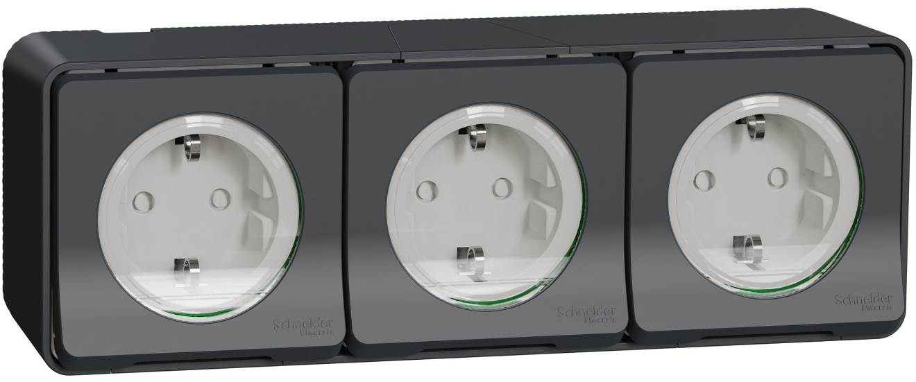 Блок тройной Schneider Electric MUREVA S с заземленным контактом ...