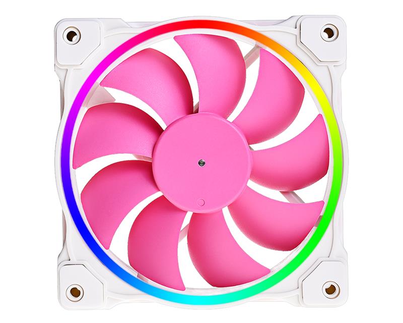 Вентилятор ID-Cooling ZF-12025-PINK ARGB (Single Pack), 120x120x25мм, 4-pin PWM, белый с розовым ...