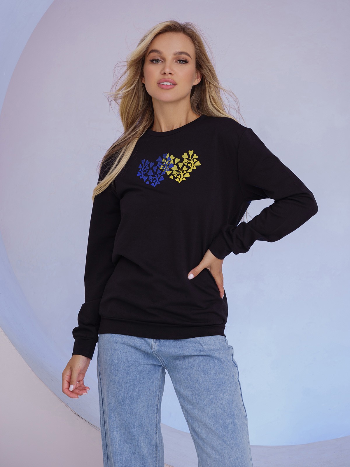 Світшот ISSA PLUS 13498 S Чорний (issa2007682258260) – низькі ціни, кредит, оплата частинами в ...