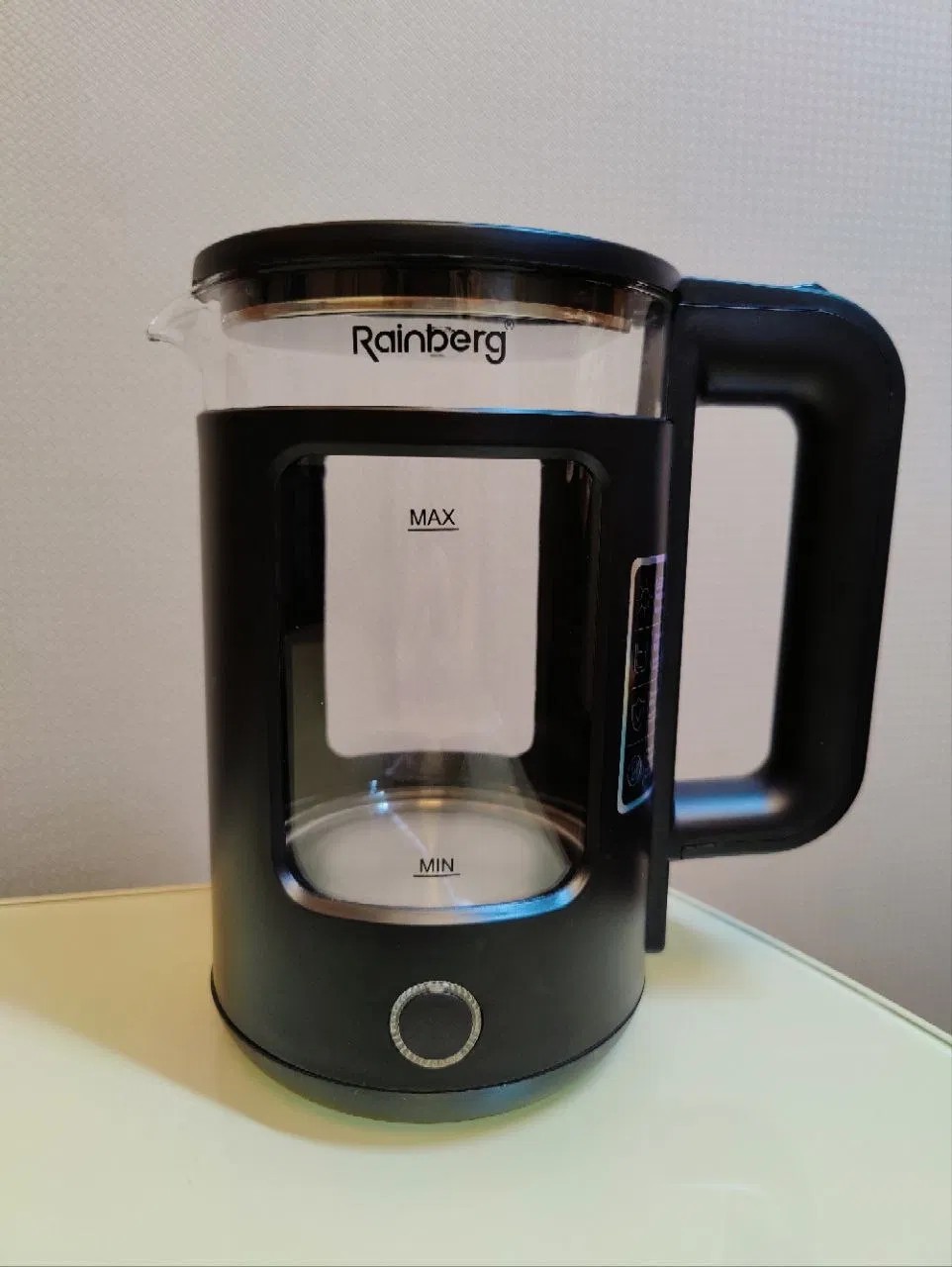 Электрочайник Rainberg RB-2220 стеклянный, дисковый прозрачный. Чайник с подсветкой 2200W ...